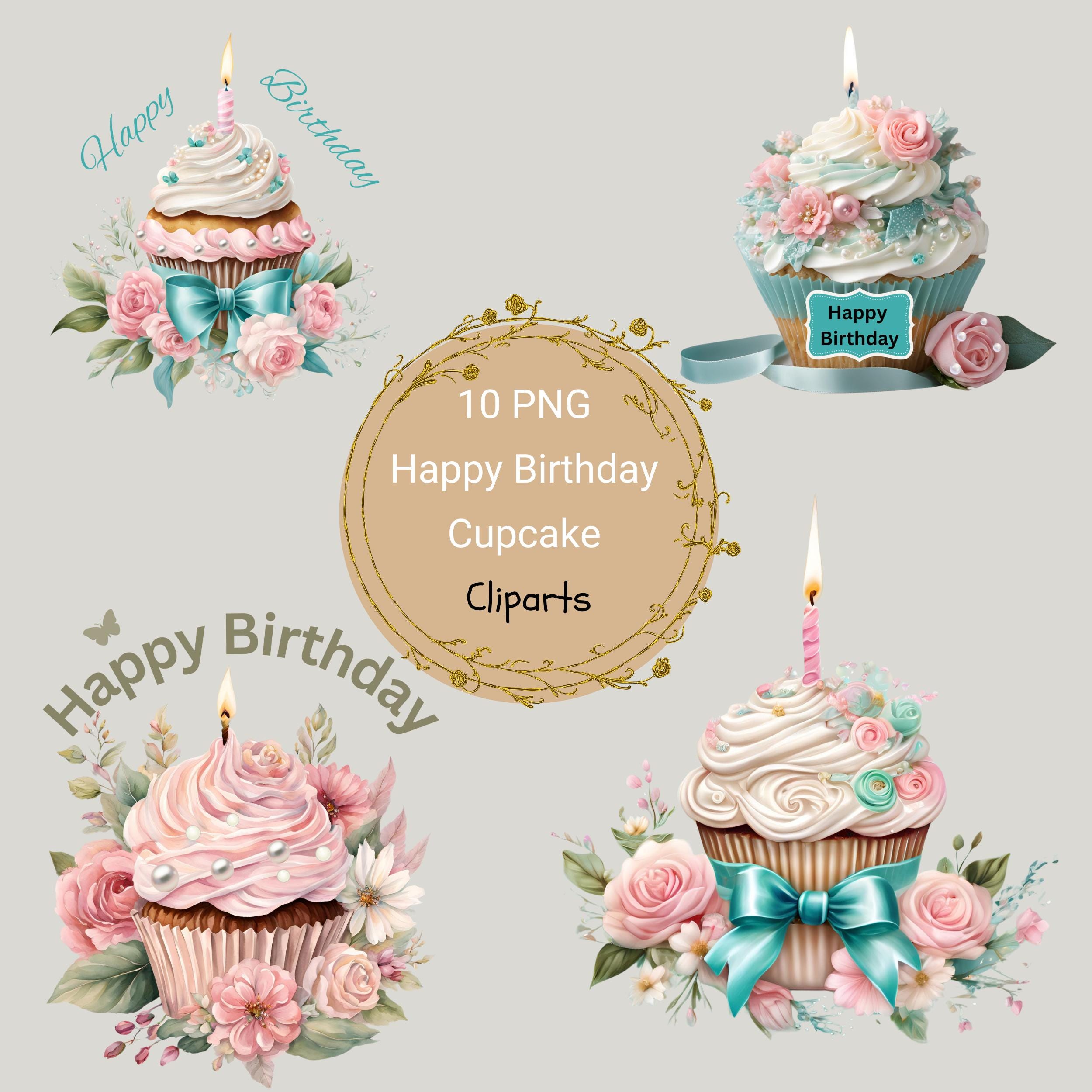 Birthday Cupcake Clipart PNG Bundle | Cupcake Pngs | 10 Cute Birthday ...