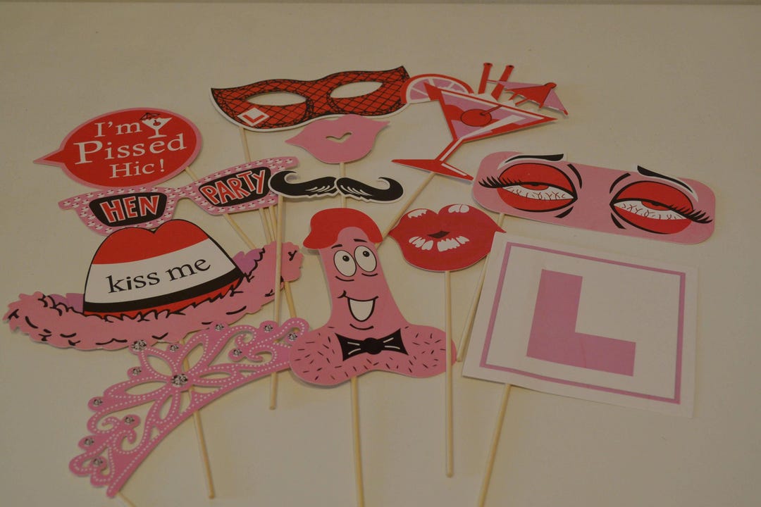 Hen Night Photo Booth Props: Bachelorette Party Selfie Decorations, Set ...