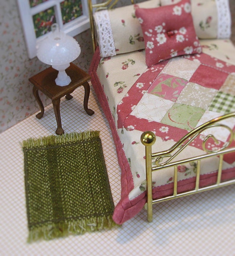 Miniature Wool Rug / Throw Rug / Carpet / Miniature Rug / Green Wool ...