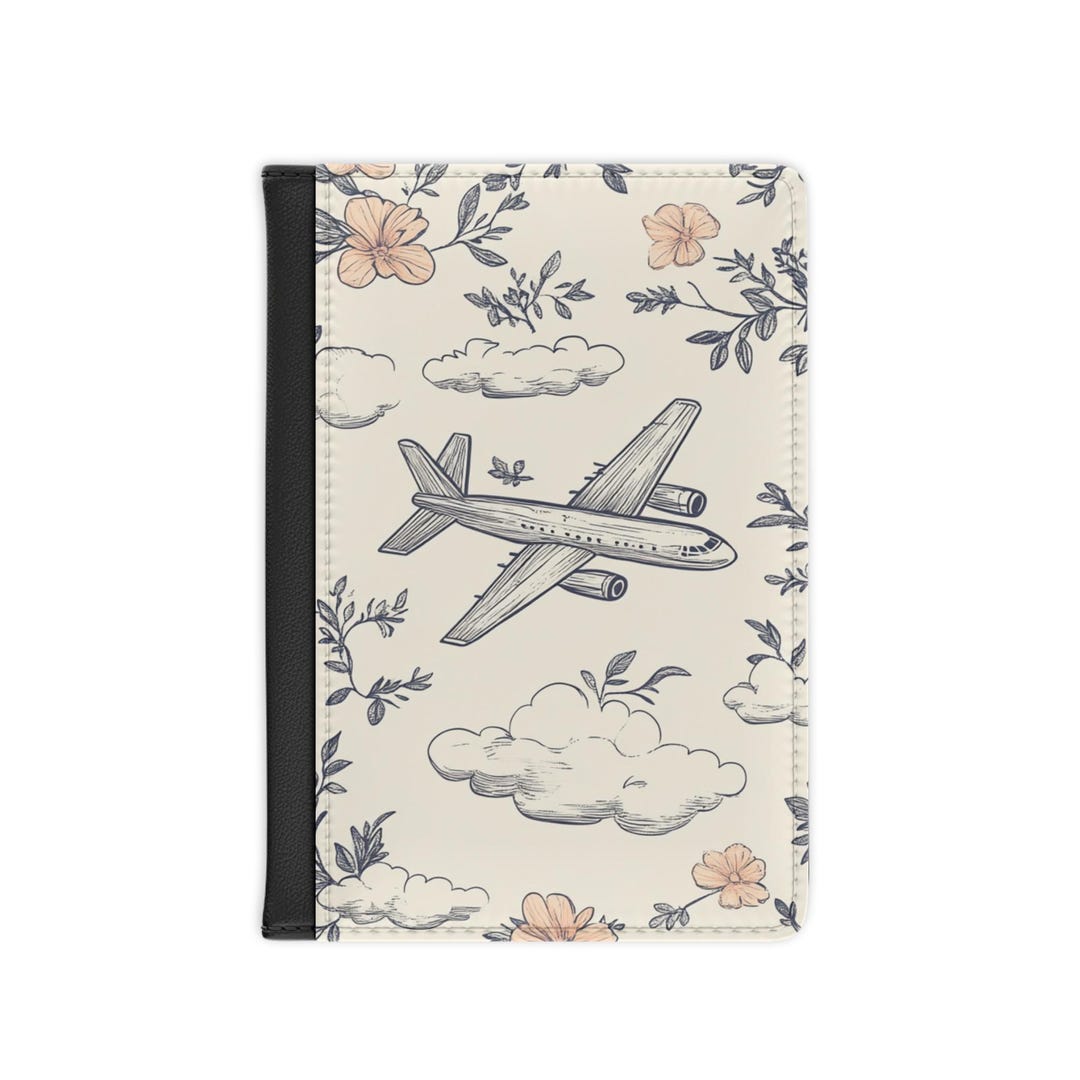 Vintage Airplane Passport Cover, Floral Travel Wallet, Elegant Aviation ...
