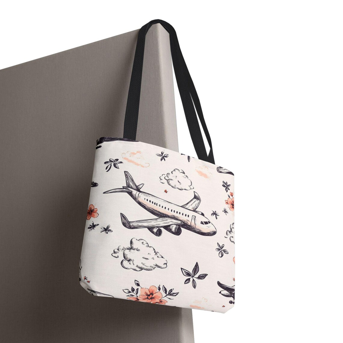 Airplane Drawing Tote Bag - Aviation Illustrated Bag - Etsy