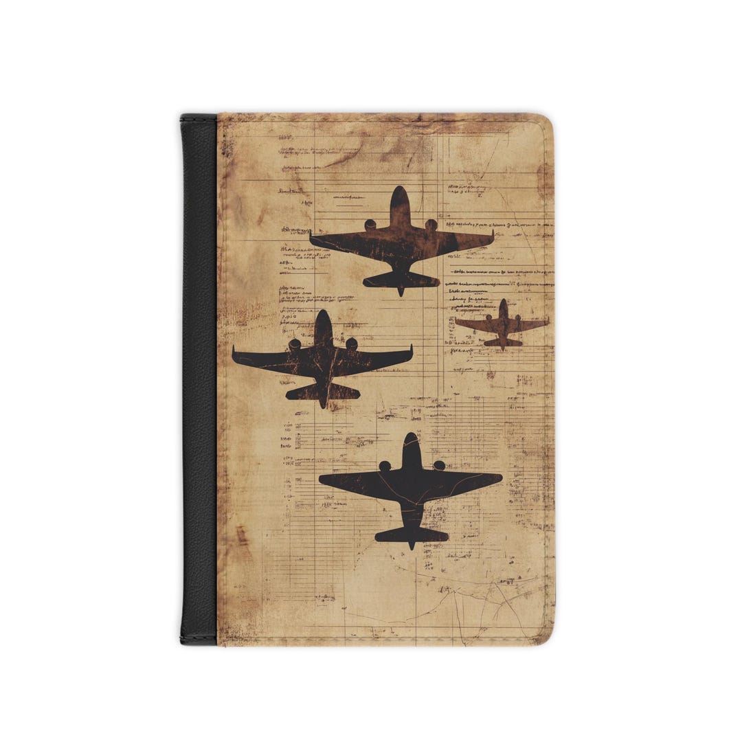 Antique Aircraft Passport Cover - Vintage Map Travel Wallet - Retro ...