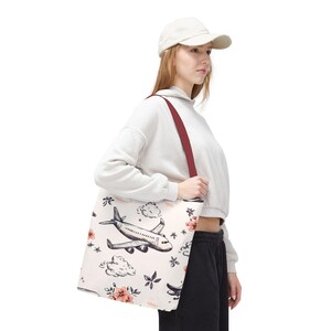 Airplane Drawing Tote Bag - Aviation Illustrated Bag - Etsy