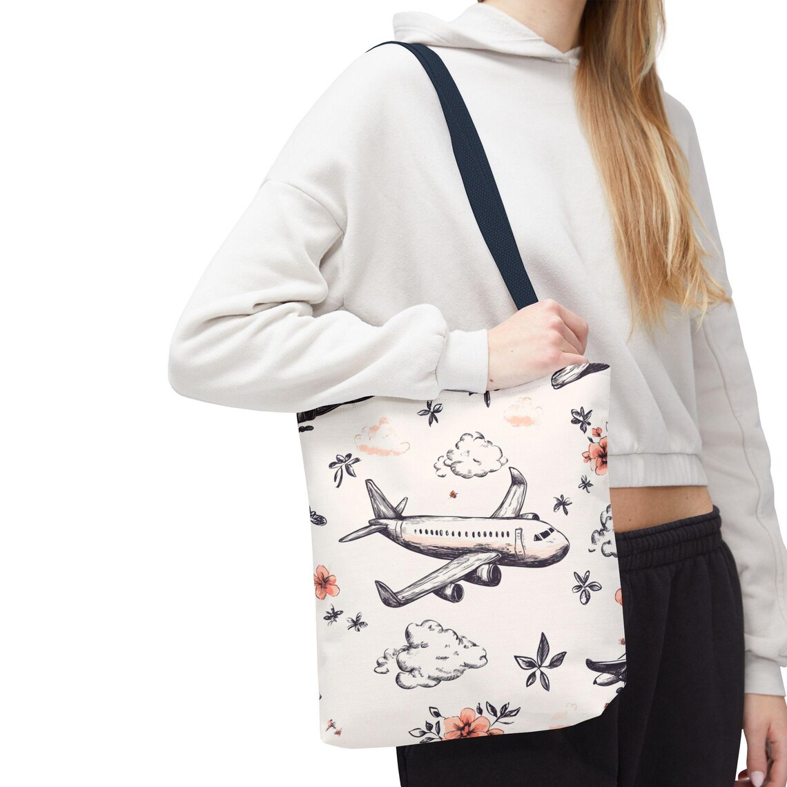 Airplane Drawing Tote Bag - Aviation Illustrated Bag - Etsy