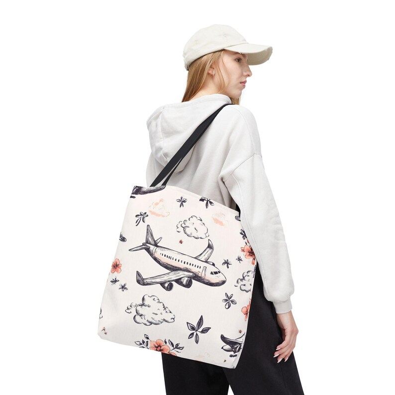 Airplane Drawing Tote Bag - Aviation Illustrated Bag - Etsy