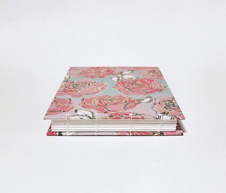 Modern Roses Coptic Bound Wedding Guest Book Roses Blank | Etsy