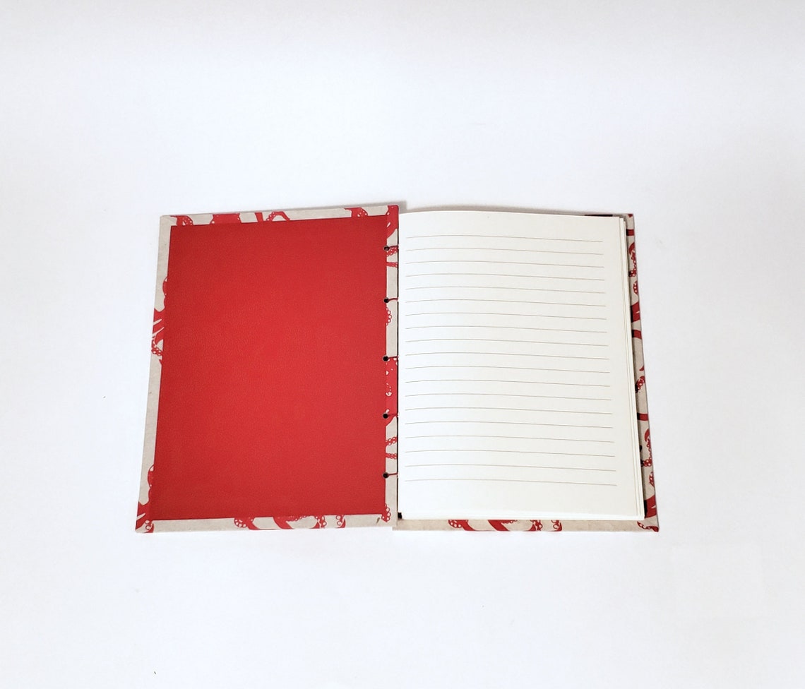 Octopus Notebook Red and Cream Journal Geek Notebook 9x6 - Etsy