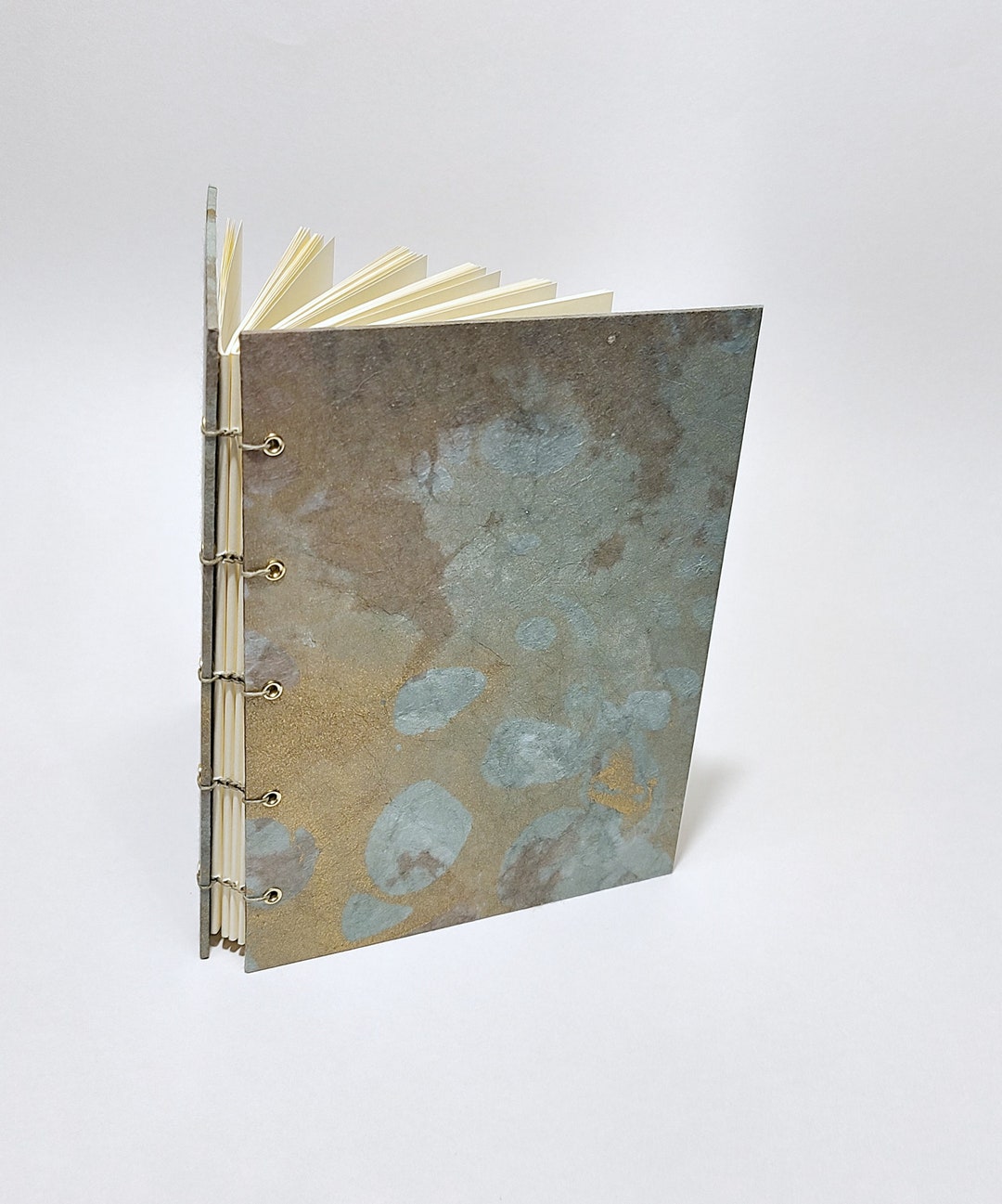 Sage, Mauve, and Gold Marbled Journal - Muted Notebook - Watercolor ...