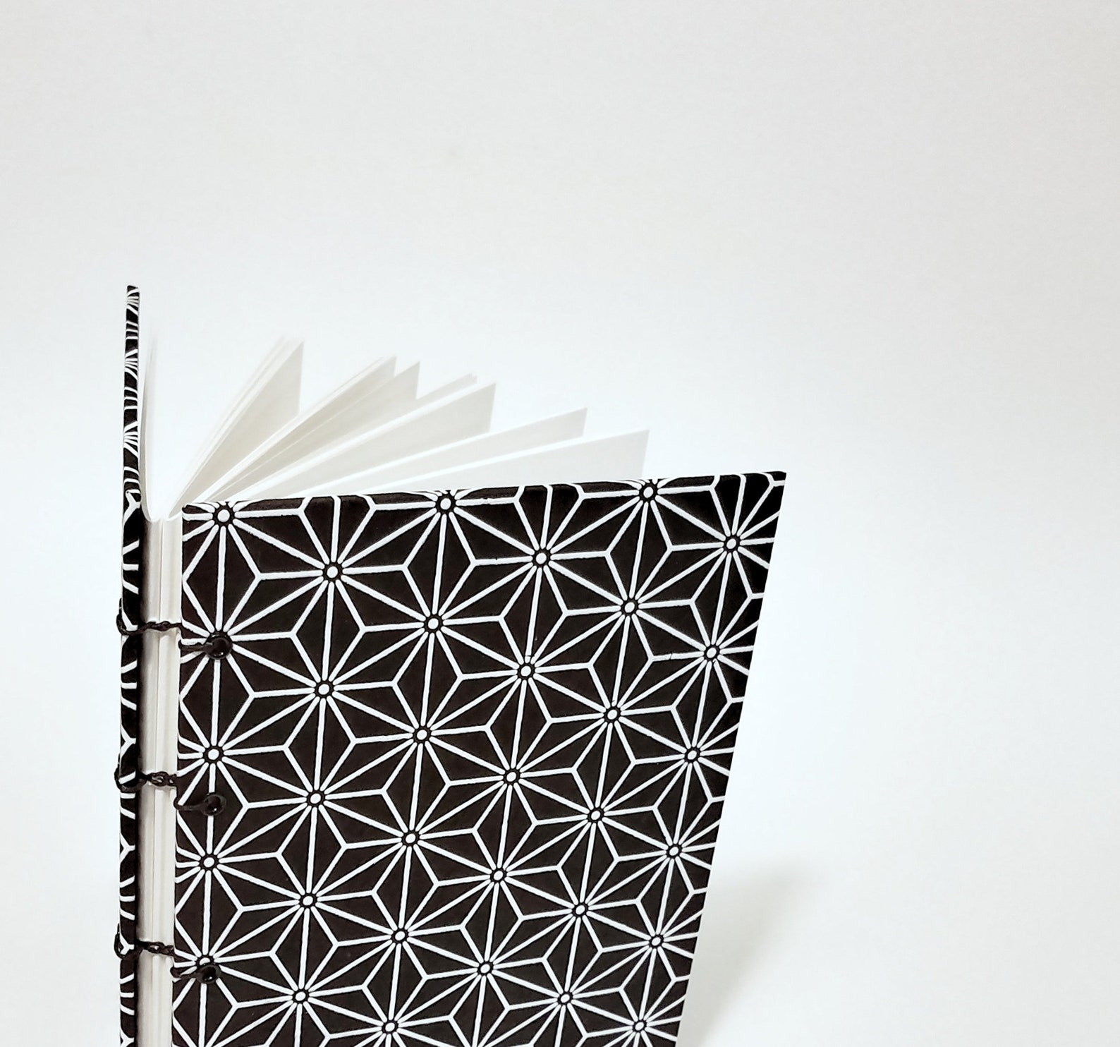 White Kaleidoscope Journal - Black and White Notebook - Coptic Bound ...