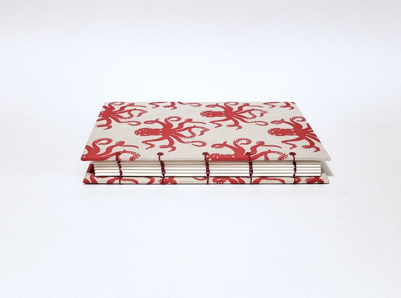 Octopus Notebook Red and Cream Journal Geek Notebook 9x6 - Etsy