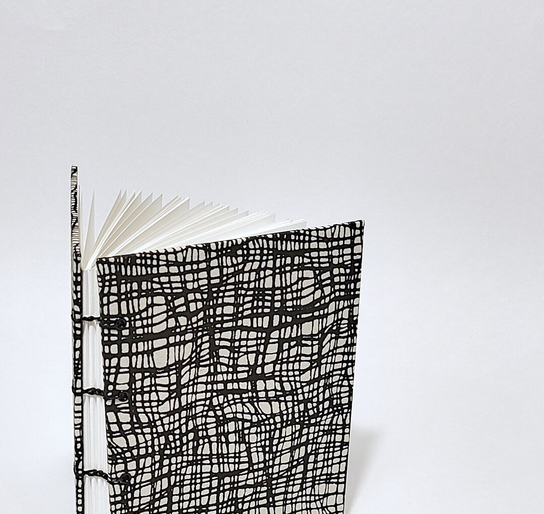 Black Gauze Journal Coptic Stitch Notebook Cute Drawing - Etsy