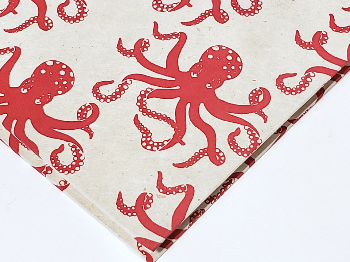 Octopus Notebook Red and Cream Journal Geek Notebook 9x6 - Etsy