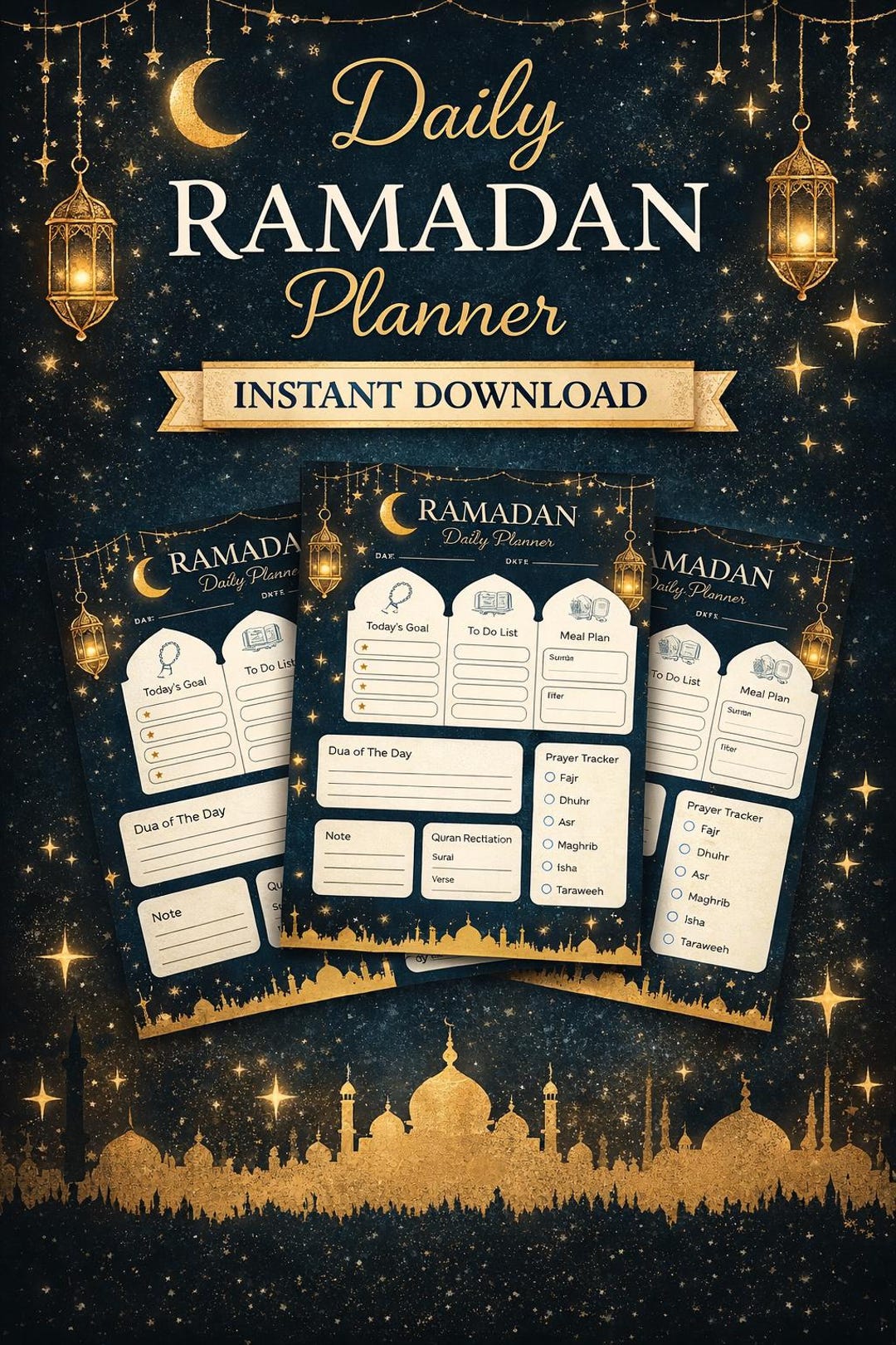 Printable Ramadan Planner | 30-day Organizer, Prayer Tracker (PDF ...