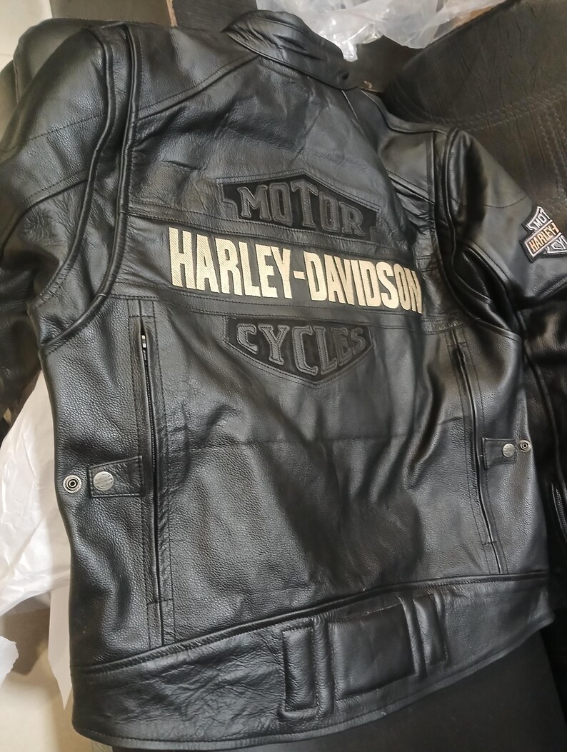 Men's Harley Davidson Cowhide Biker Leather Jacket Motorcycle Passing ...