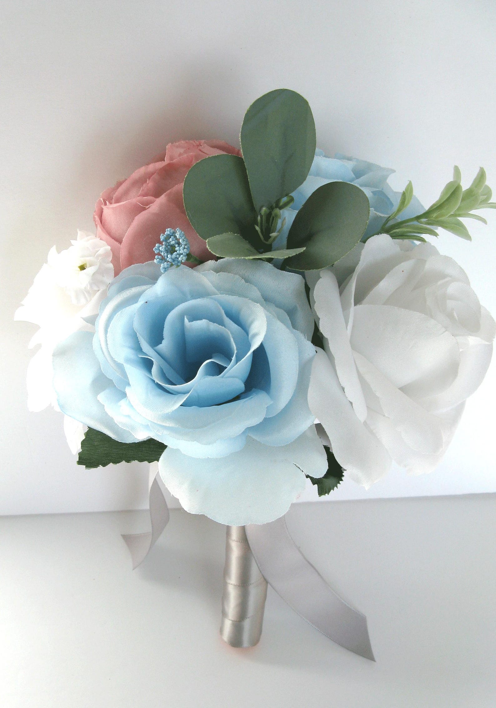 Dusty Rose, Powder Blue & Ivory Whisper – Romantic Garden-inspired Faux ...