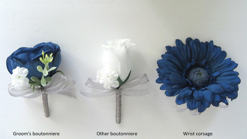 Navy & White Faux Bridal Bouquet: Modern Silk Wedding Flowers - Etsy