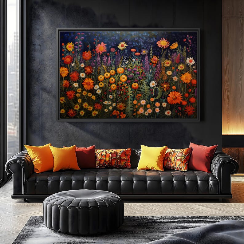Gustav Klimt Farm Garden Art Print Floral Wall Art Inspired by Klimt Exhibition Large Poster for ...