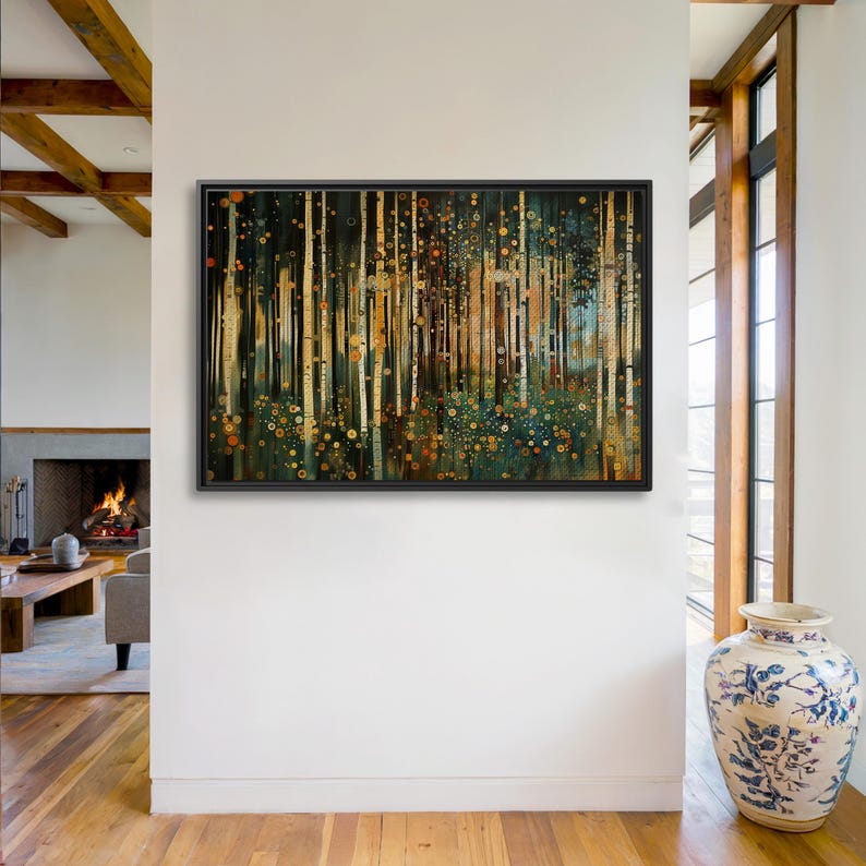 Gustav Klimt Birch Forest Inspired Art, Gustav Klimt Spring Forest ...