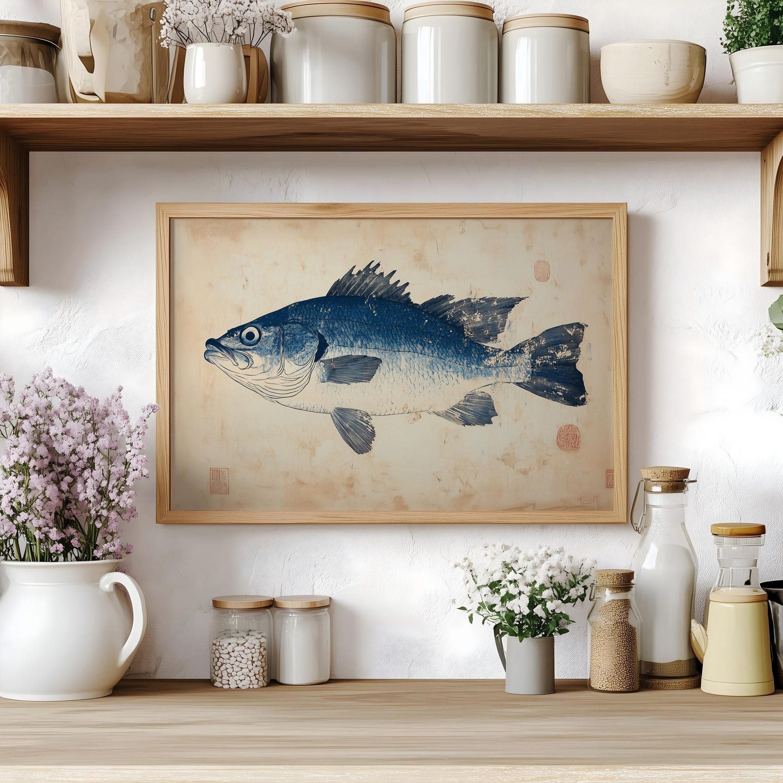 Gyotaku Fish Print, Japanese Woodblock Art, Vintage Fish Artwork ...