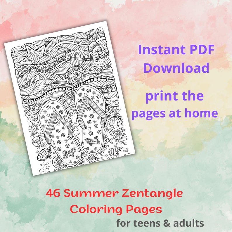 46 Summer Coloring Pages for Teens and Adults,summer Printables,digital ...
