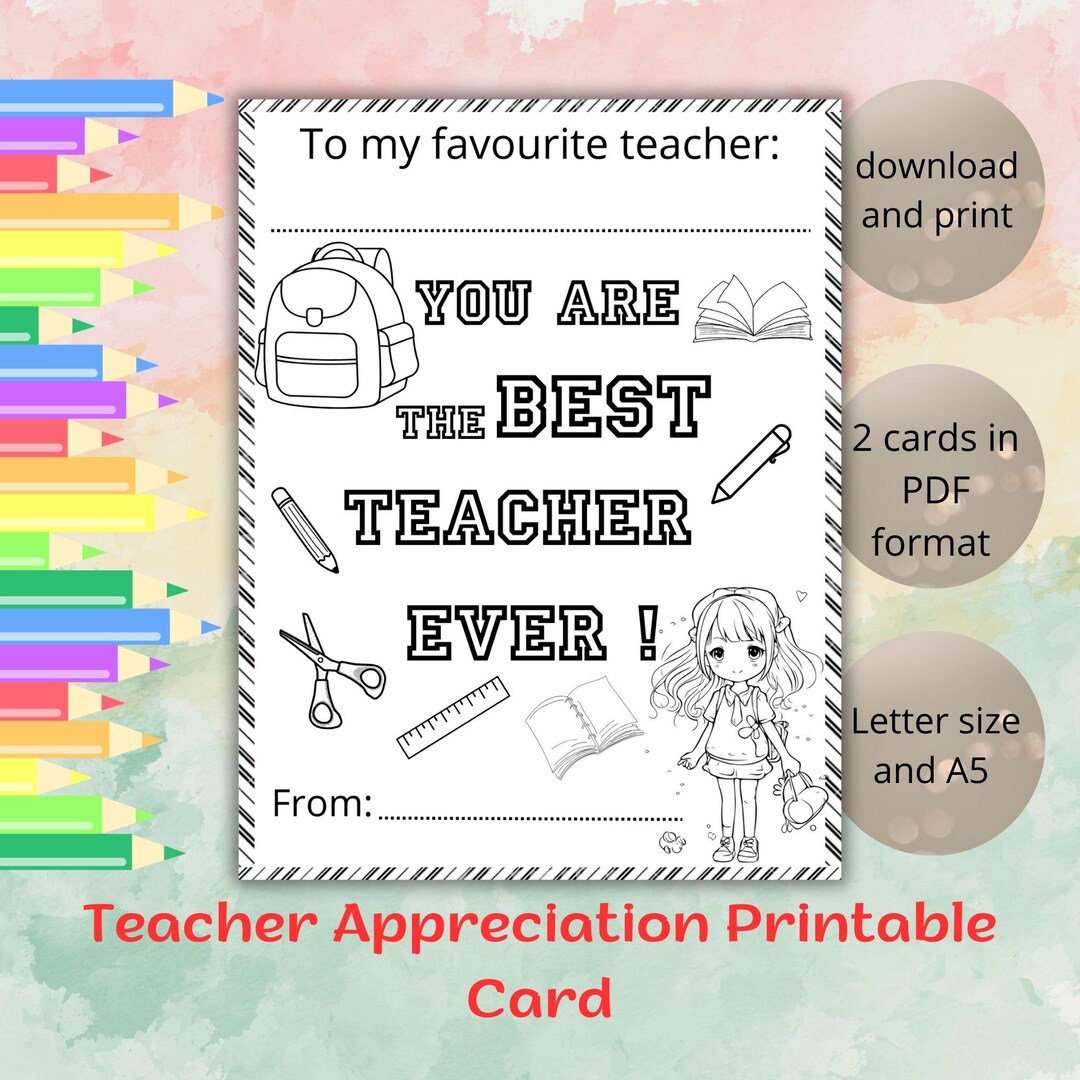 Coloring Page Teacher Appreciation Printable Bundle INSTANT DOWNLOAD ...