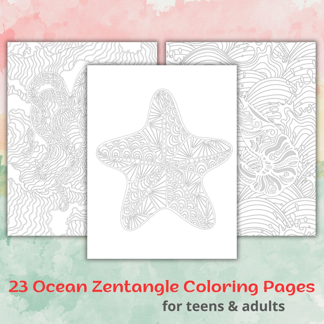 Sea Creatures Coloring Pages for Adults and Teens 23 Ocean Coloring ...