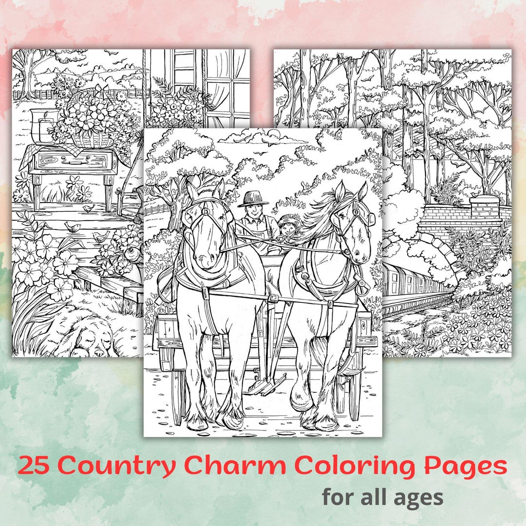 25 Country Charm Coloring Pages for All Ages, Vintage Coloring Pages ...