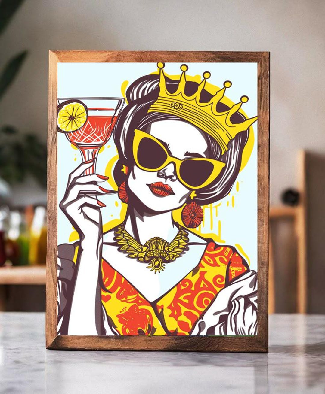 Modern Pop Style Pop Art Queen Poster Digital Print Retro Woman Bold ...