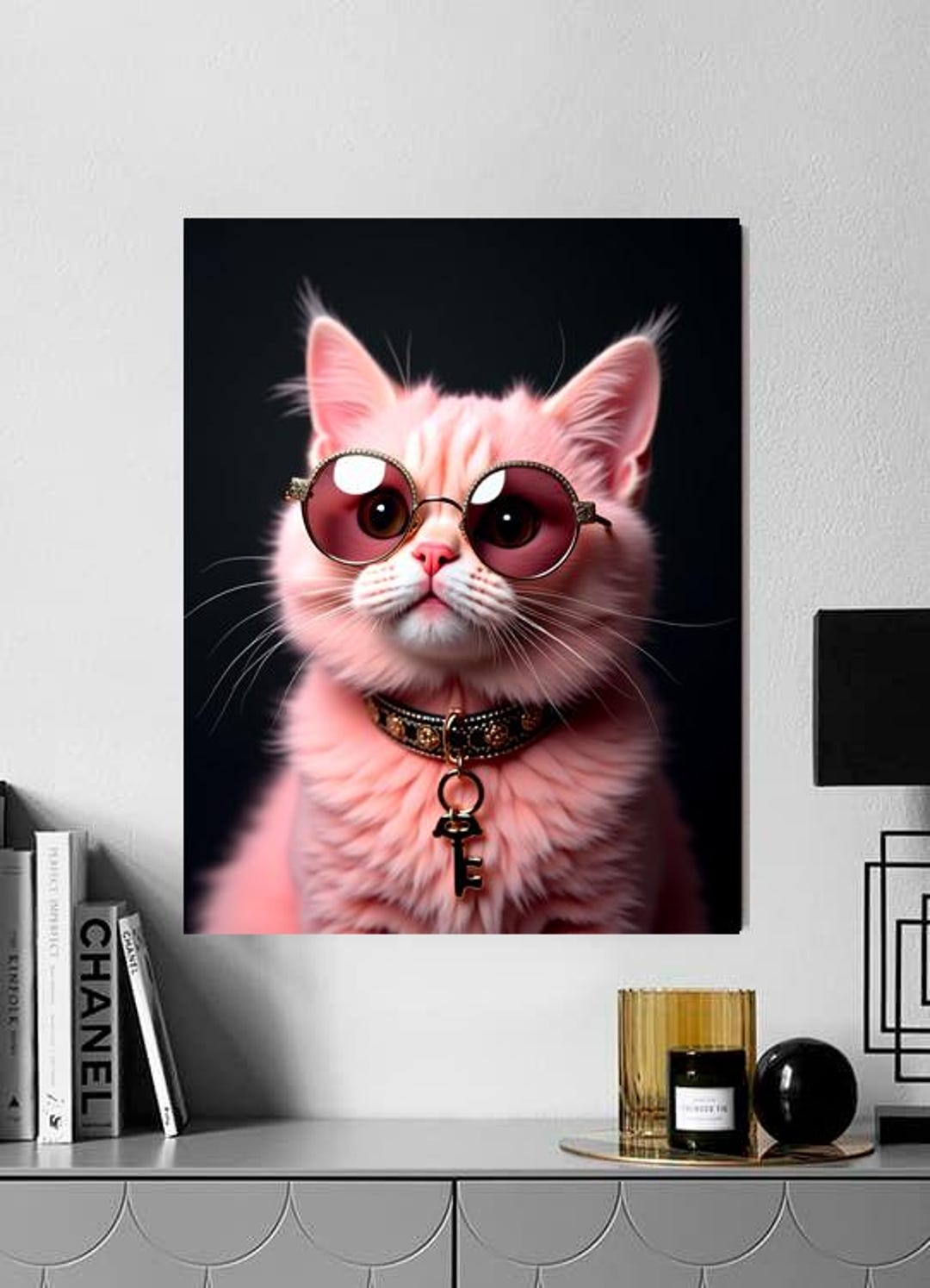 Pink Cat Art Print,girls Decor,printable Digital Download,glamour Kitty ...