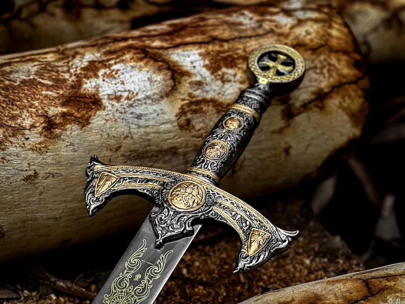 Handmade Knights Templar Stainless Steel Sword With Leather Sheath ...