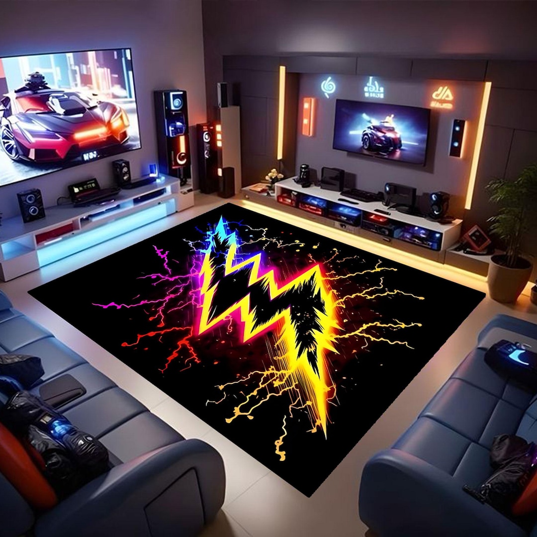 Colorful Lightning Bolt Rug, Modern Kids Room Decor - Etsy