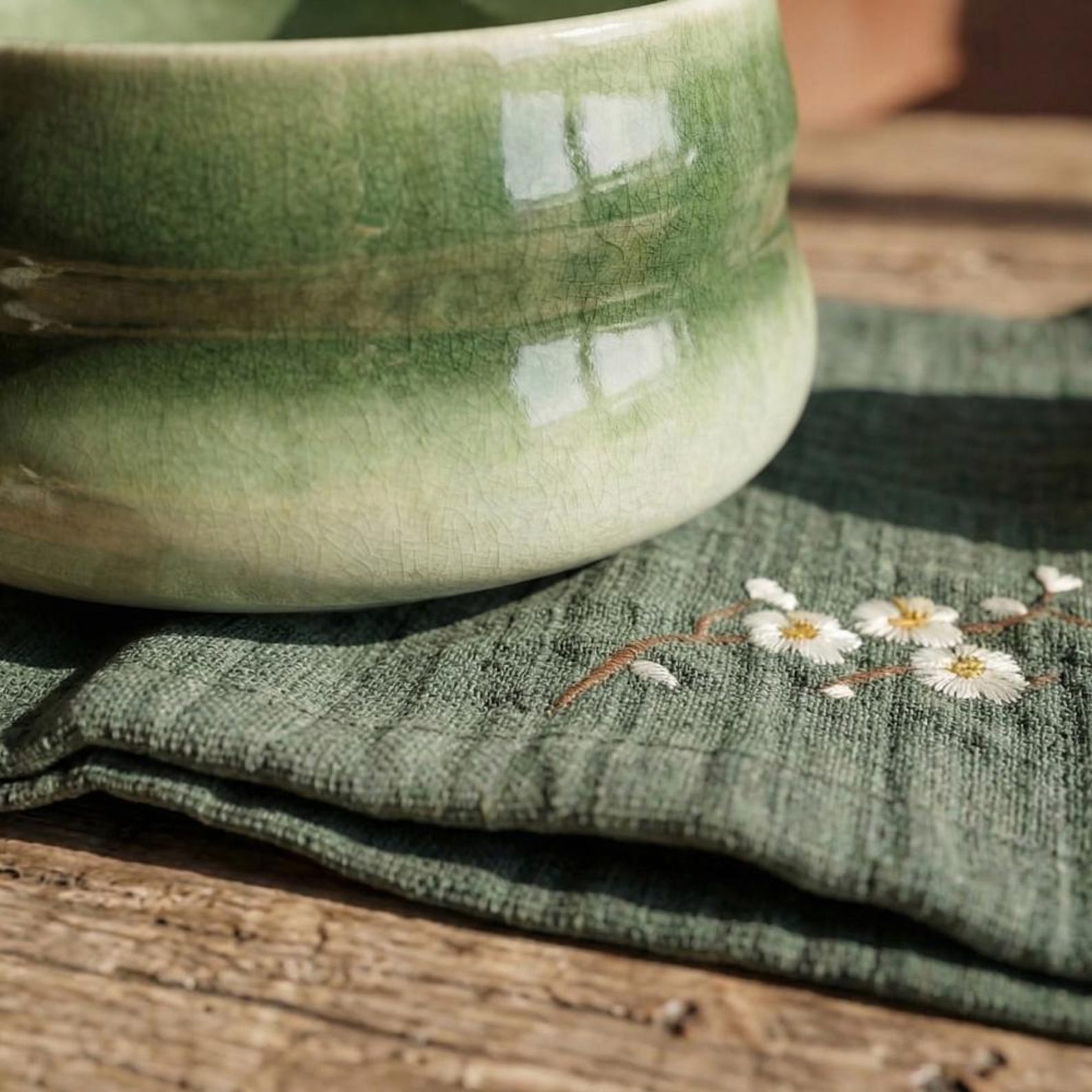 Handcrafted Matcha Tea Ceremony Set: Green Glazed Matcha Bowl - Etsy