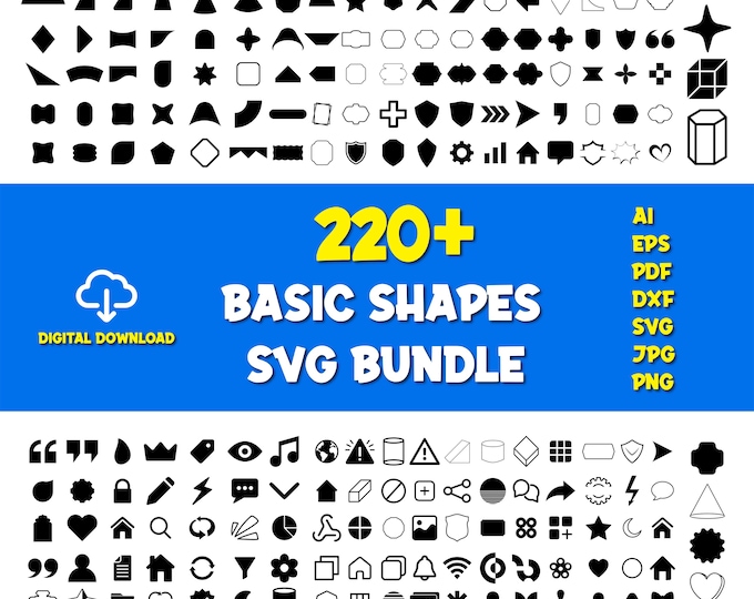 Basic Shapes Svg Clip Art With Commercial License - Digital Frames ...
