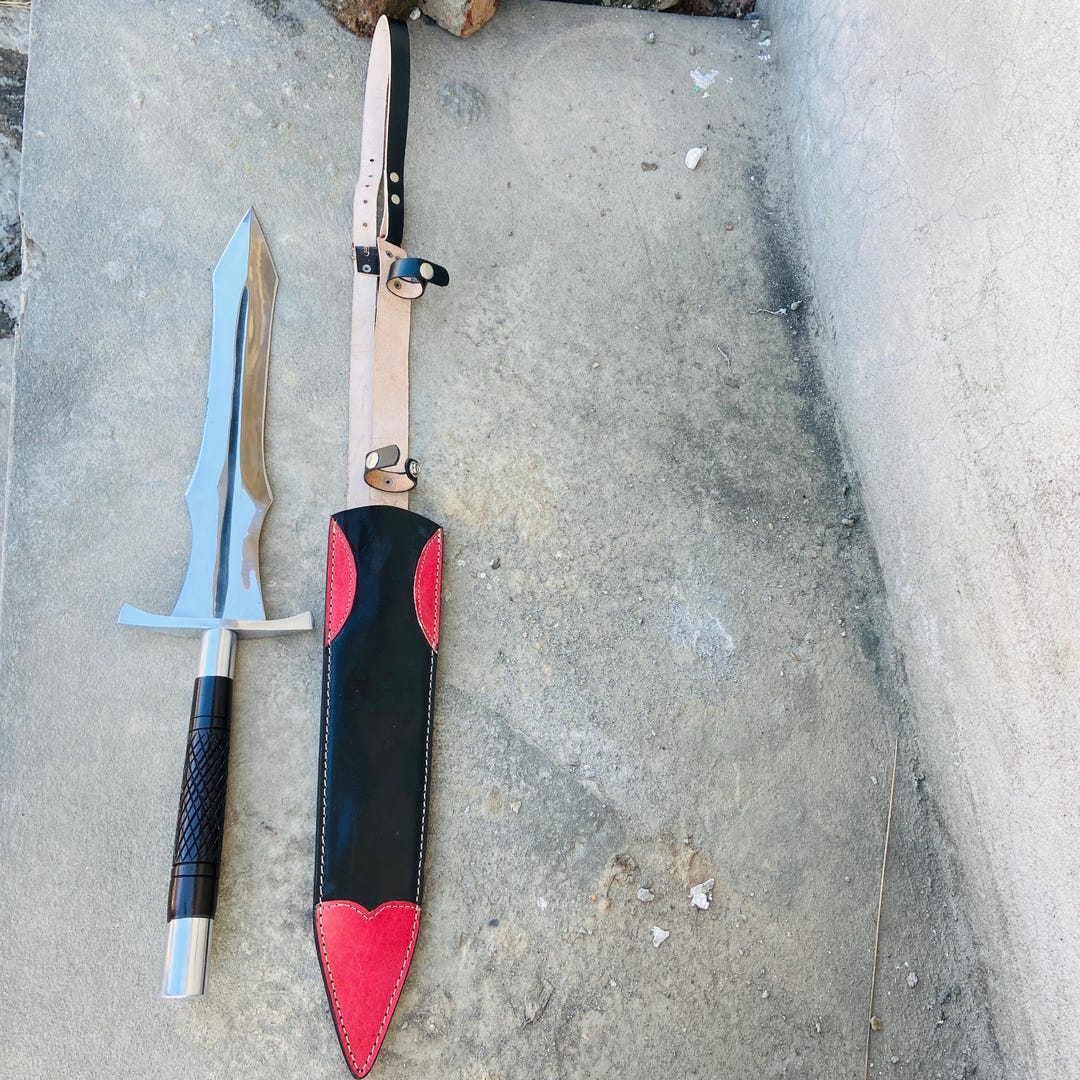 Handmade Fantasy Short Sword: Decorative Display Prop With Leather ...