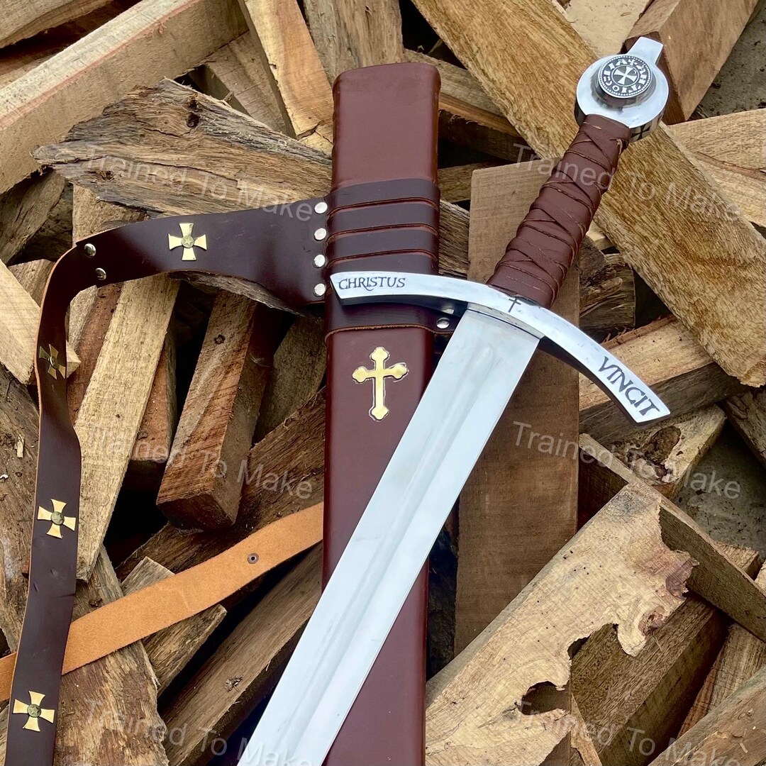 Handmade Faith Keeper Sword With Leather Scabbard: High Carbon Steel ...