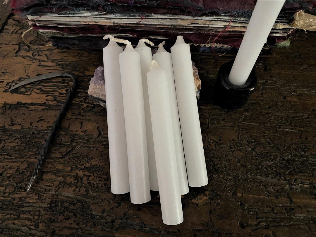 WHITE UNSCENTED Mini Paraffin Wax Chime Candles, Pack of 7, Small ...