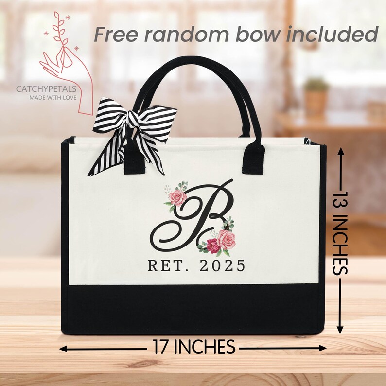 Custom Retirement Tote Bag, Teacher Custom Initial and Retirement Year ...
