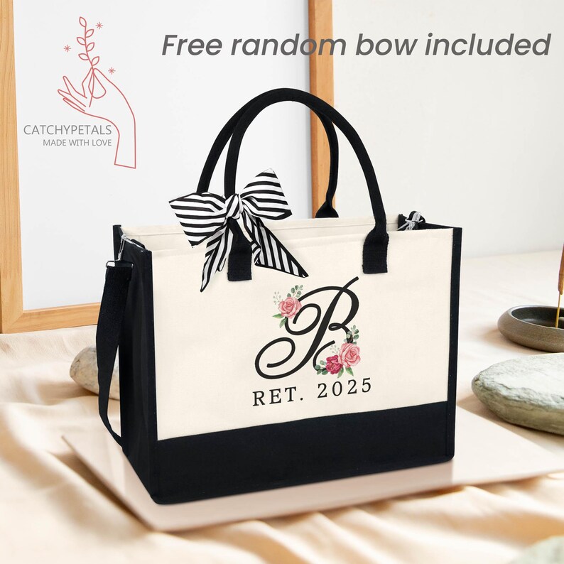 Custom Retirement Tote Bag, Teacher Custom Initial and Retirement Year ...