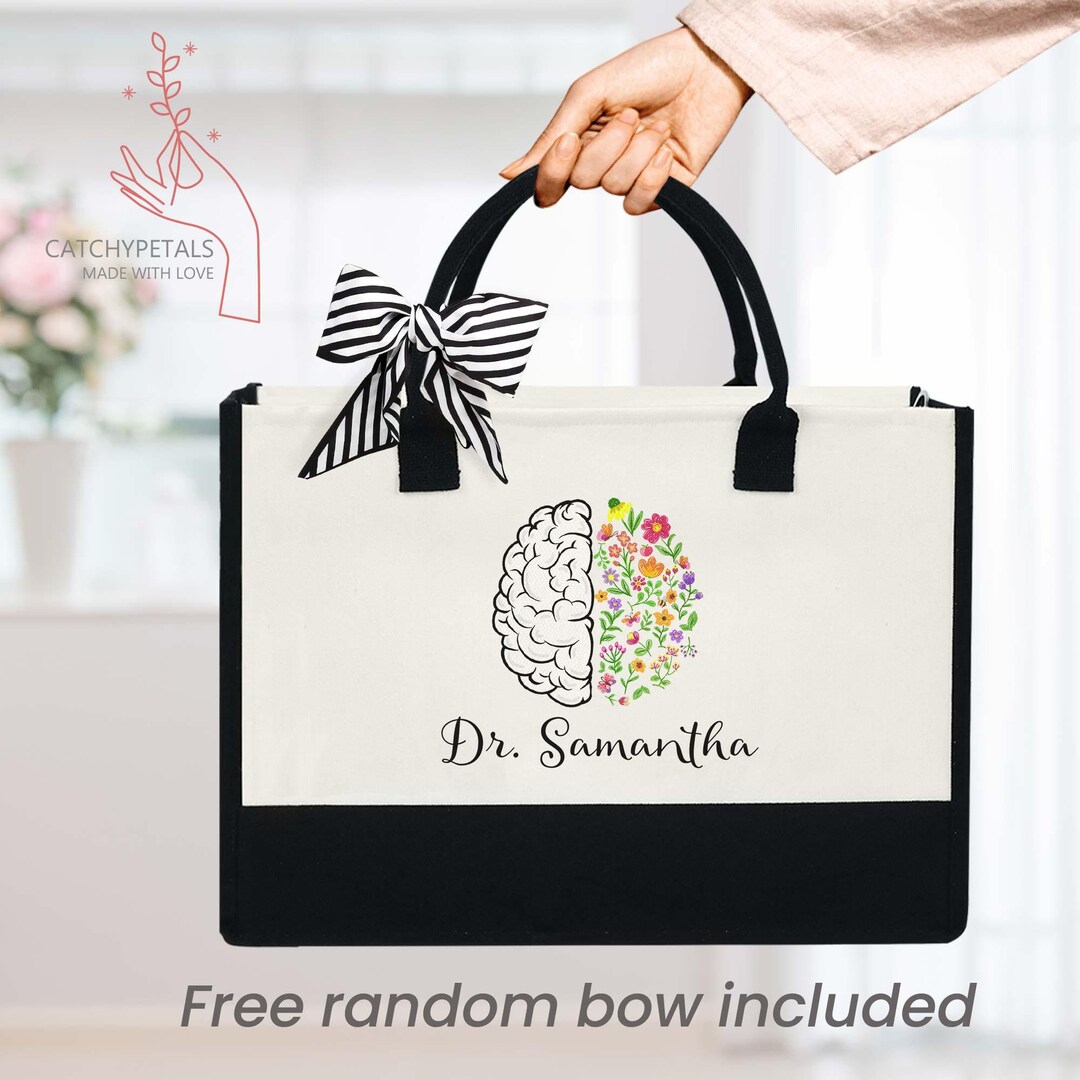 Floral Brain Anatomy Tote Bag, Brain & Flowers Tote Bag, Mental Health ...