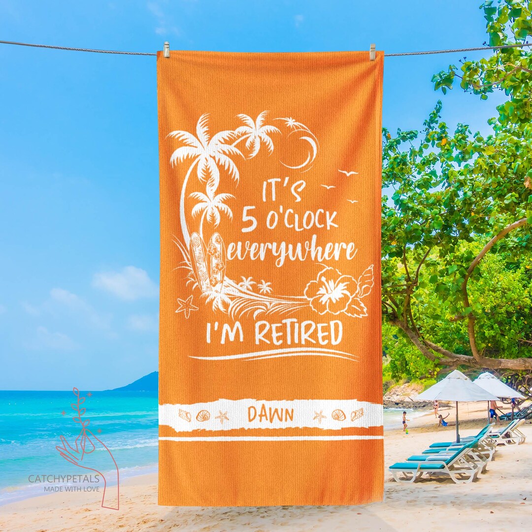Retirement Gift, Beach Towel, Retirement Trip, Retired and Relaxed ...