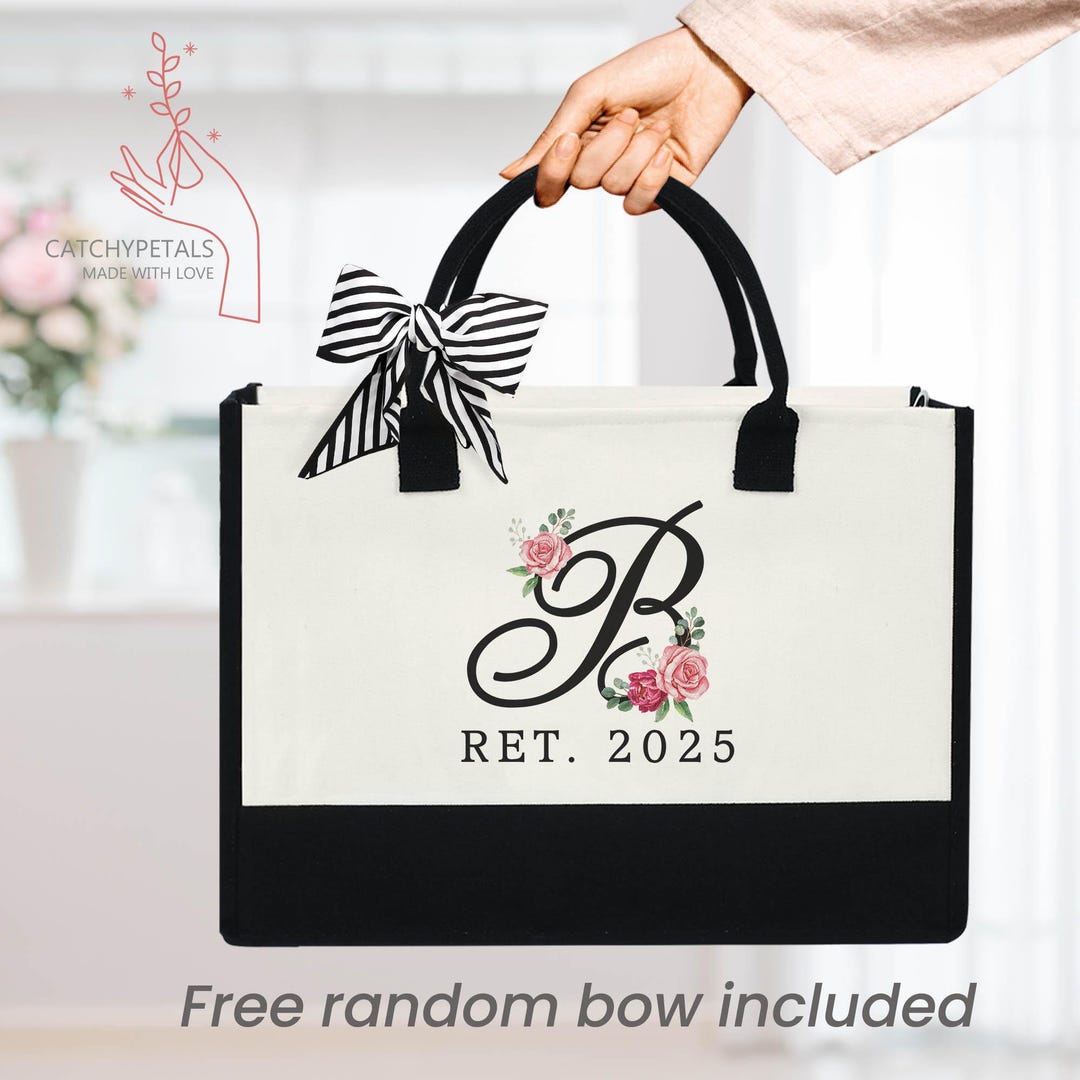 Custom Retirement Tote Bag, Teacher Custom Initial and Retirement Year ...