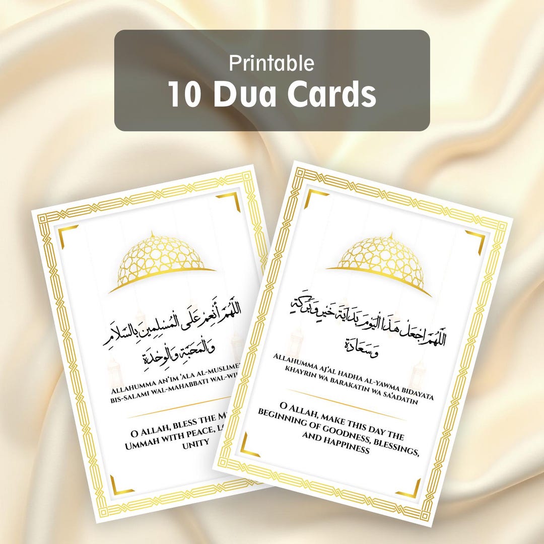 10 Eid Dua Cards | Printable & Editable Islamic Prayer Cards | Golden ...