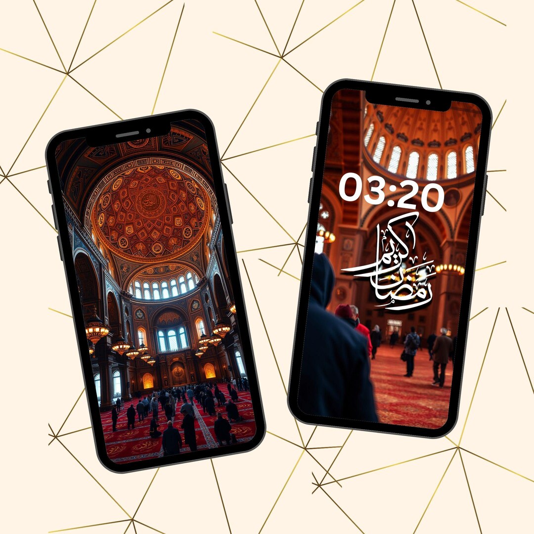 2 Pack Ramadan Mubarak Mobile Wallpaper | Mosque Interior | Spiritual ...