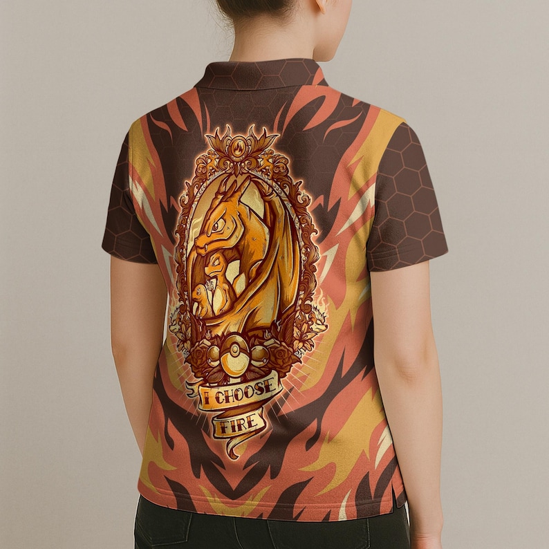 Charizard Polo Shirt, Mega Charizard X Fire Polo, Dark Charizard Shirt ...