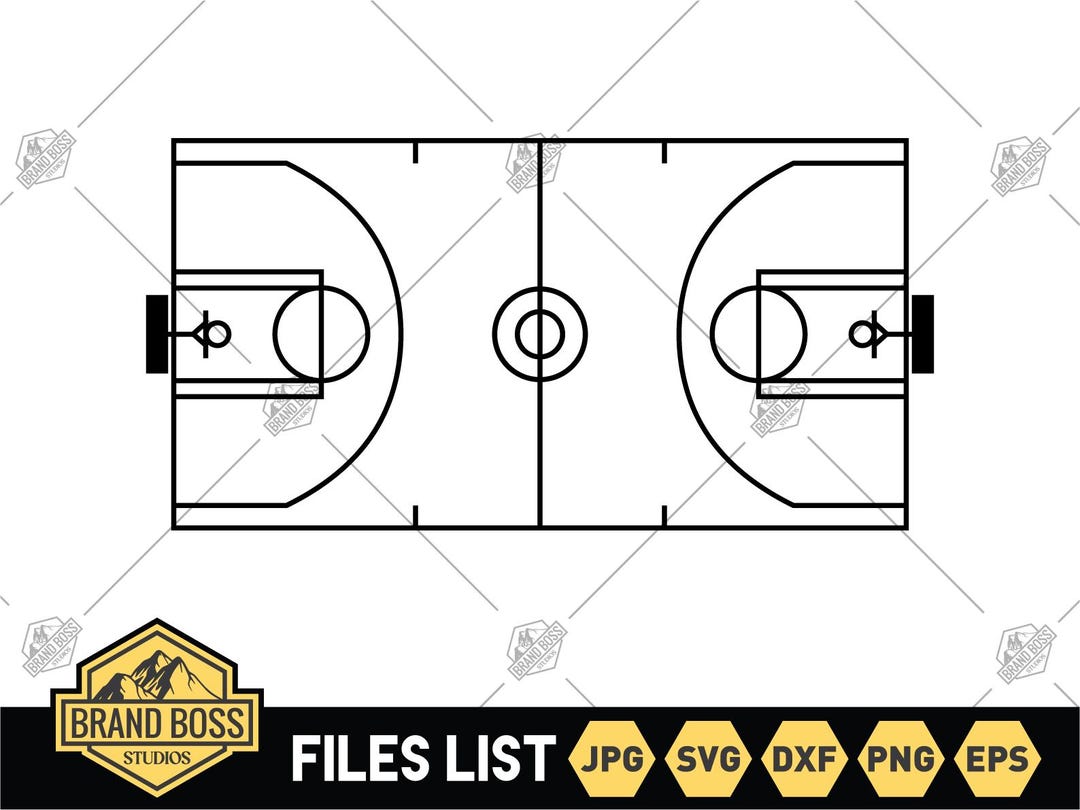 Basketball Court SVG | Court Outline Cut Files | Basketball Vector ...
