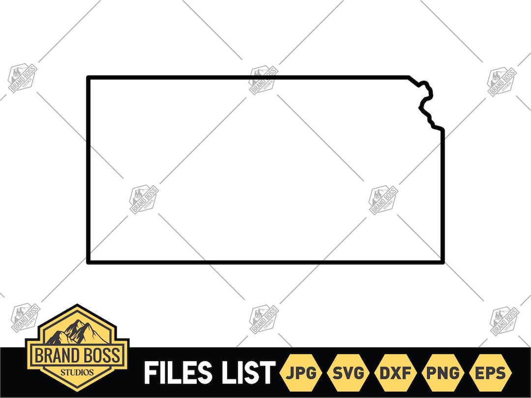 Kansas Outline SVG Files | Kansas Map Clip Art Kansas Cut Files ...