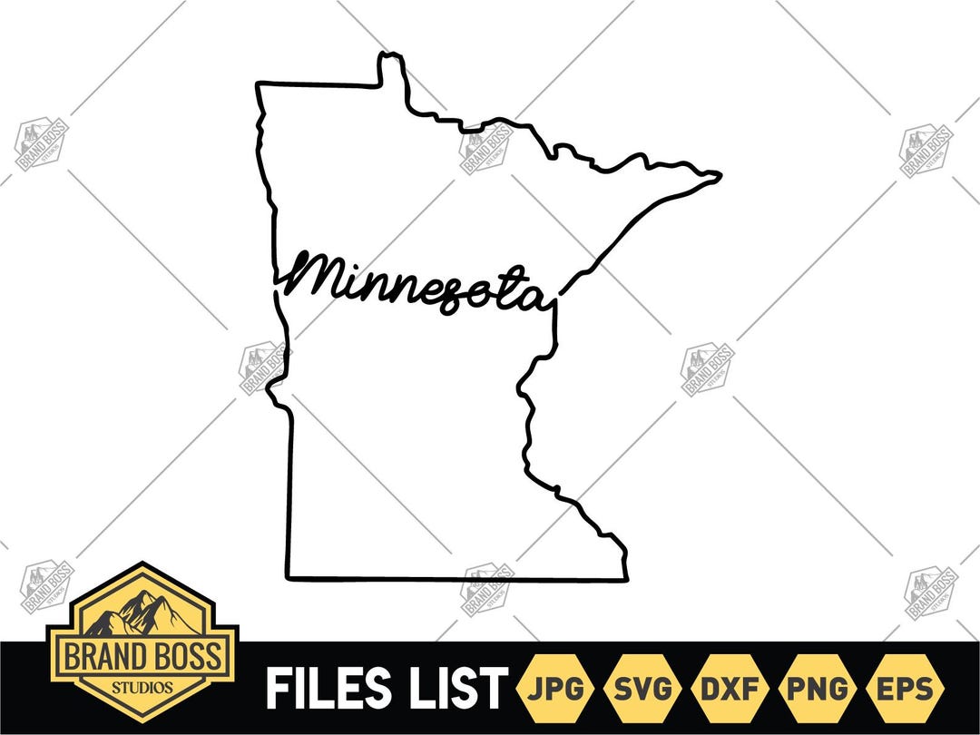 Minnesota Outline With Text SVG Files | MN Map Clip Art | Minnesota Cut ...