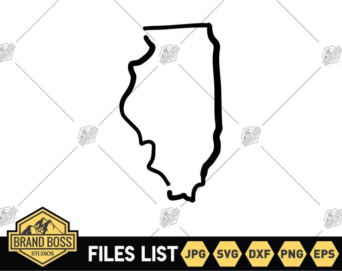 Illinois Map Outline SVG DXF Files Cut Files United States of America ...