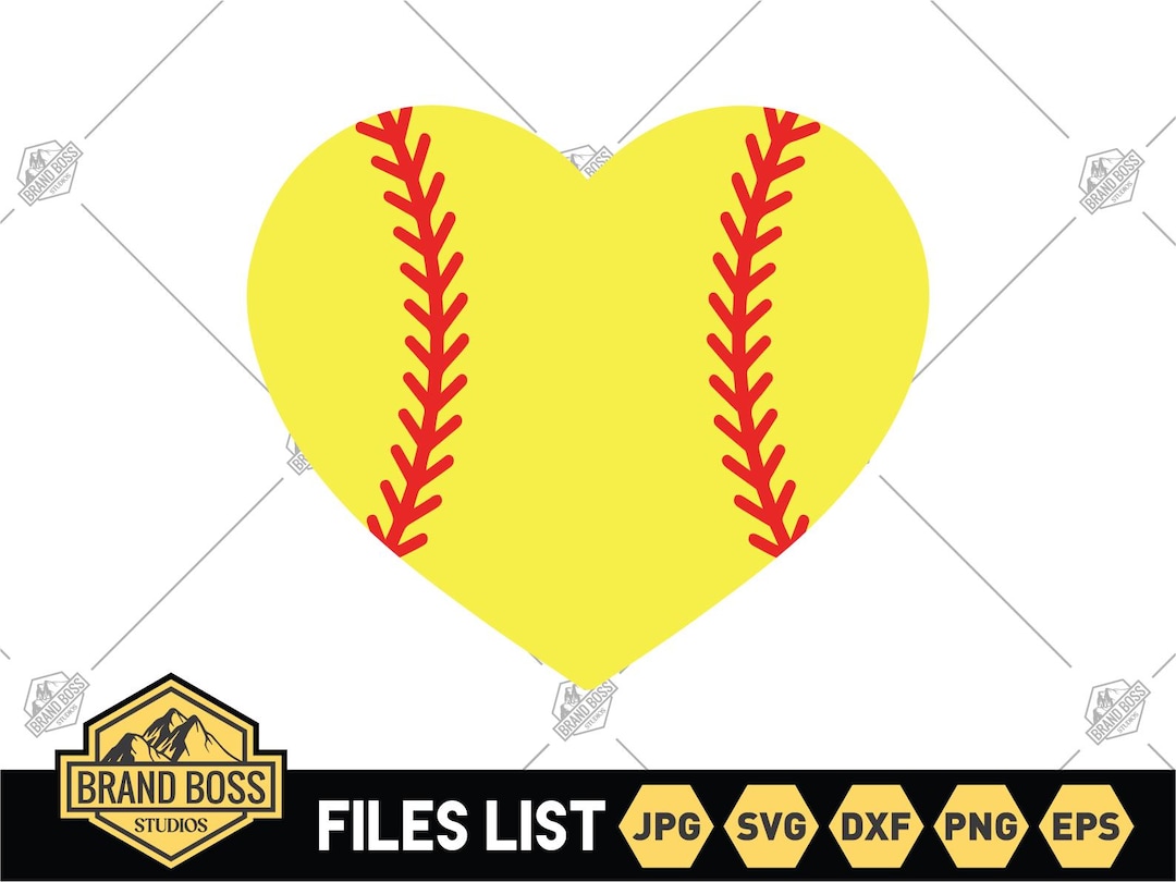Softball Heart SVG Files | Softball Love Heart Cut Files | Sports Mom ...