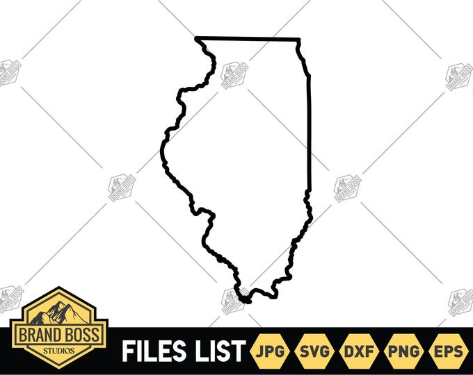 Illinois Map Outline SVG DXF Files Cut Files United States of America ...